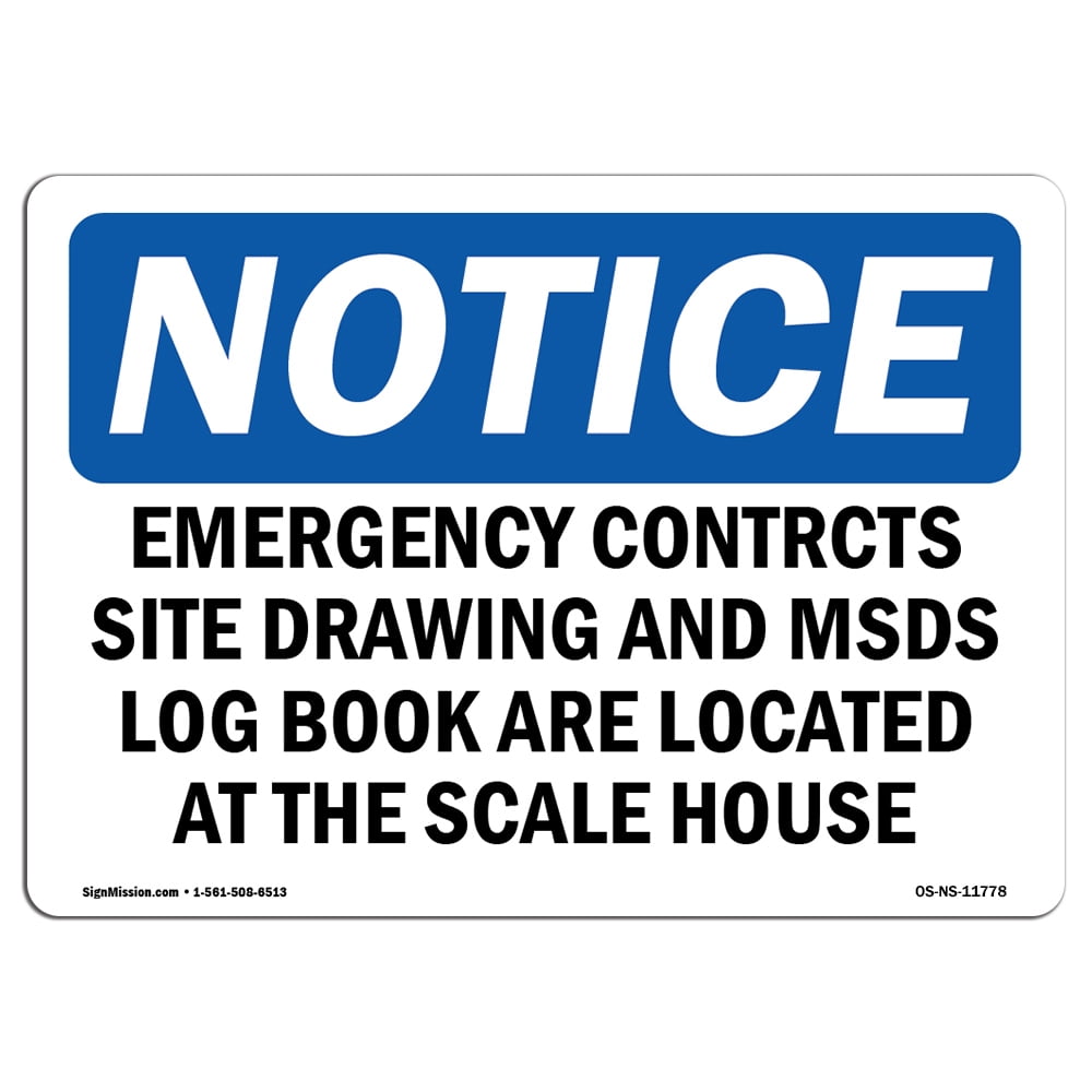 OSHA Notice Signs - Emergency Contacts Site Drawing And MSDS | Decal ...