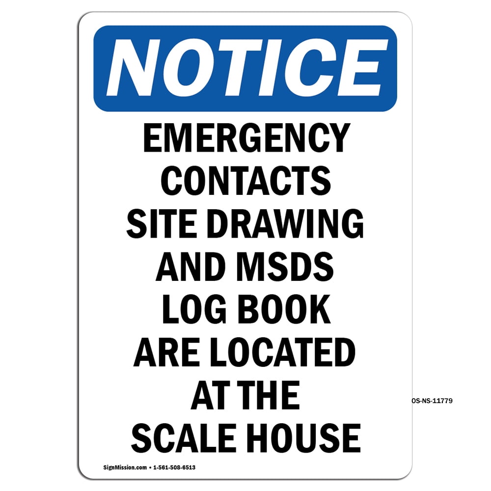 OSHA Notice Signs - Emergency Contacts Site Drawing | Decal | Protect ...