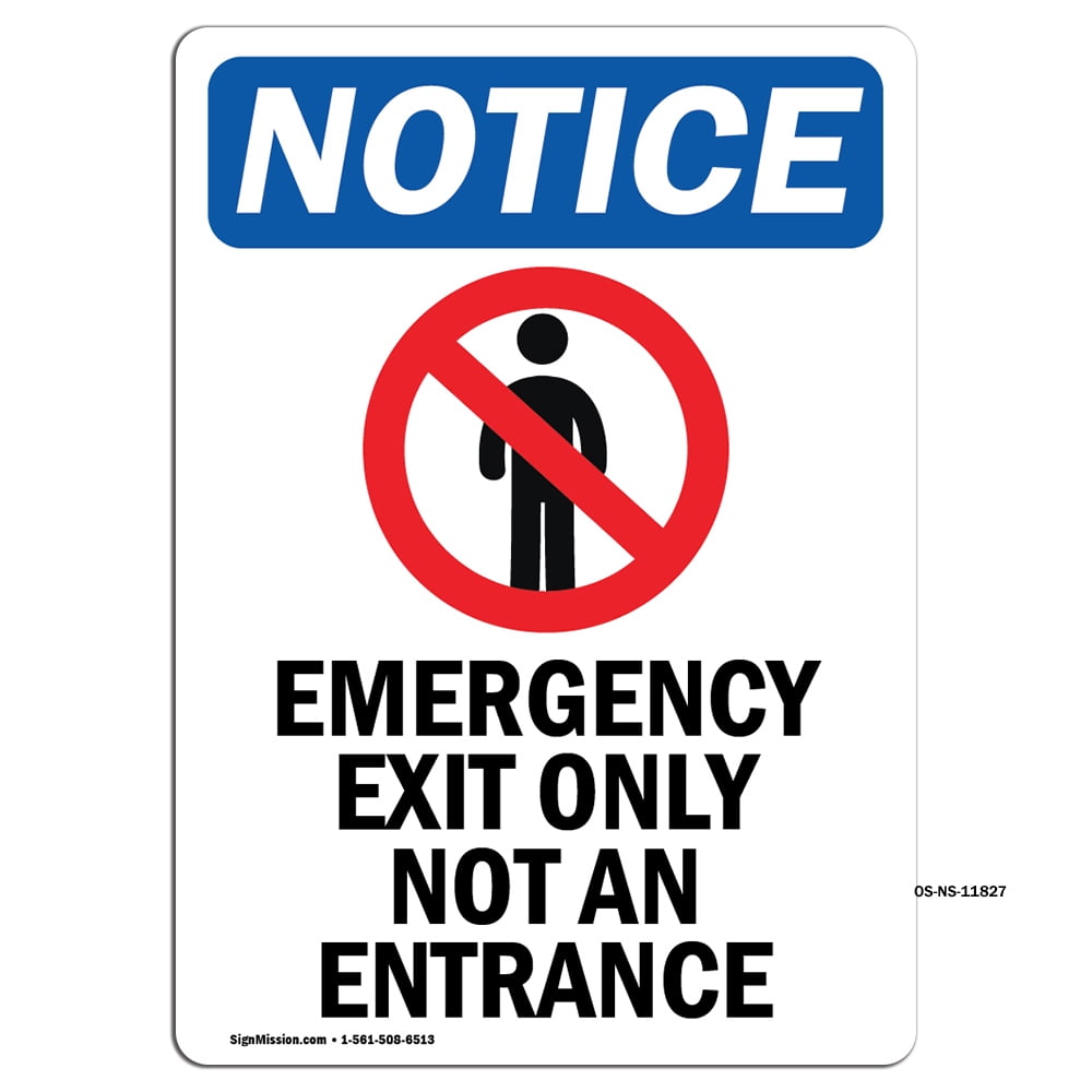 OSHA Notice Signs - Emergency Exit Only Sign With Symbol | Decal ...