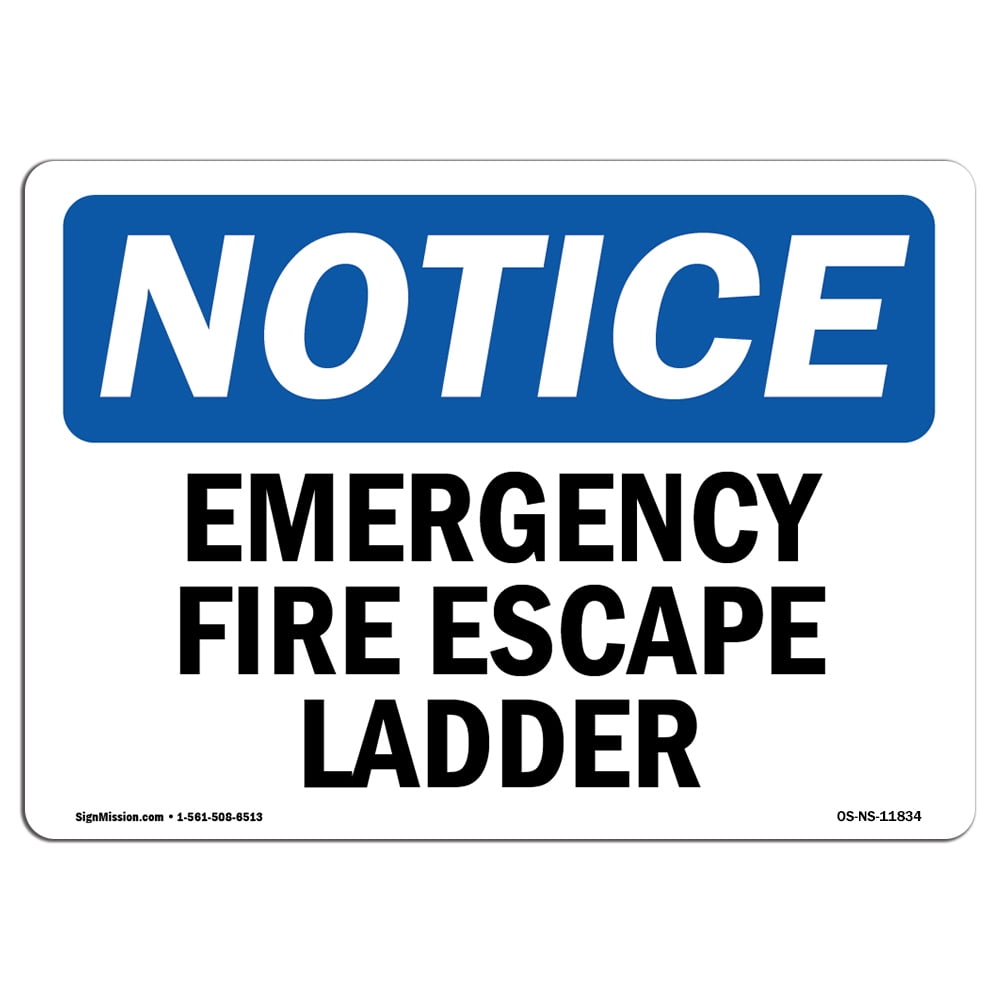 OSHA Notice Signs - Emergency Fire Escape Ladder | Decal | Protect Your ...