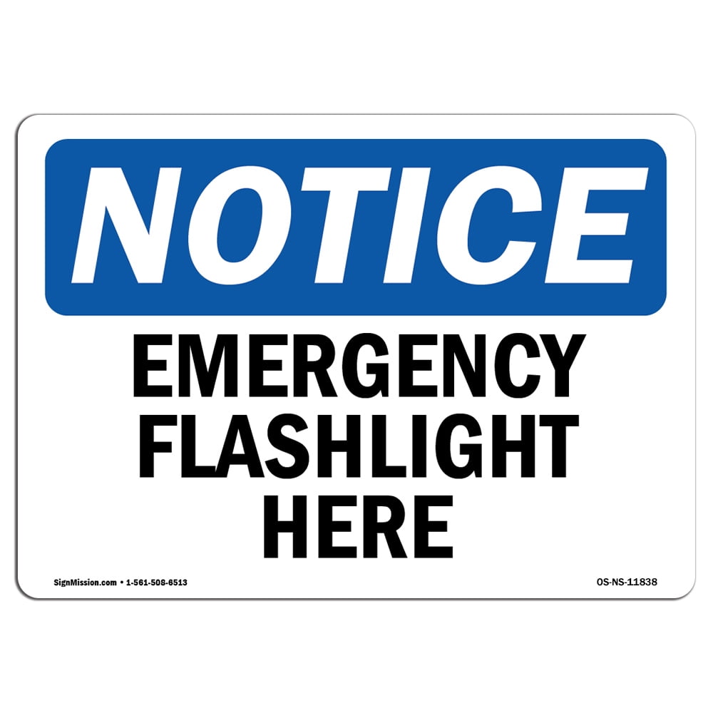 OSHA Notice Signs - Emergency Flashlight Here Sign | Extremely Durable ...