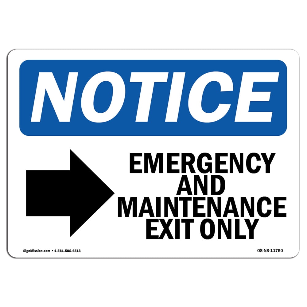 OSHA Notice Signs - Emergency And Maintenance Exit Sign With Symbol ...