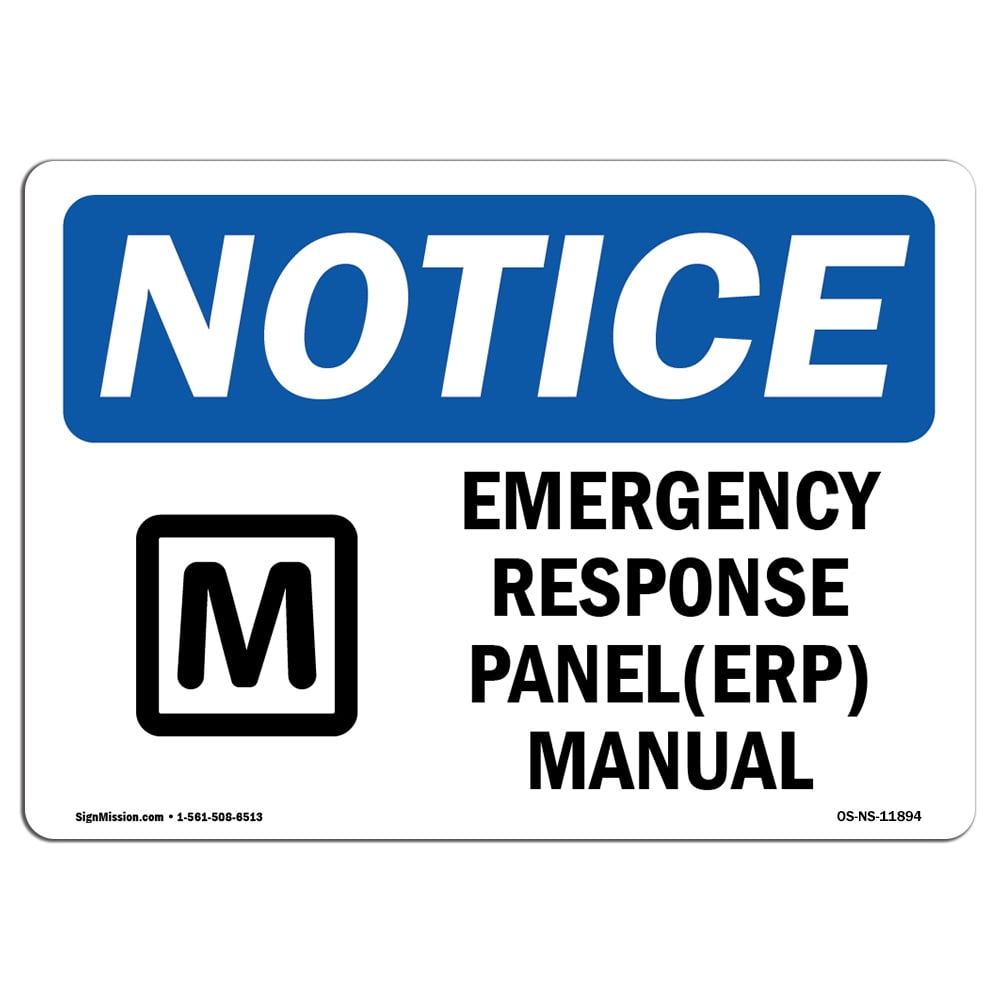 OSHA Notice Signs - Emergency Response Plan (ERP) Manual Sign With ...