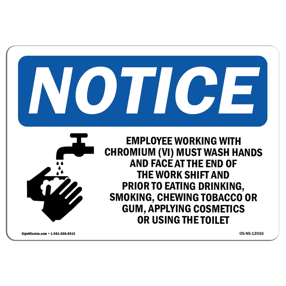 OSHA Notice Signs - Employees Working With Chromium Sign With Symbol ...