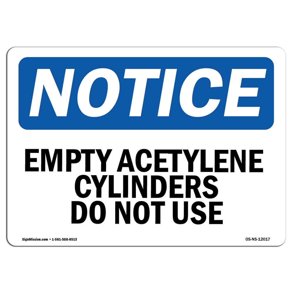 OSHA Notice Signs - Empty Acetylene Cylinders Do Not Use Sign ...