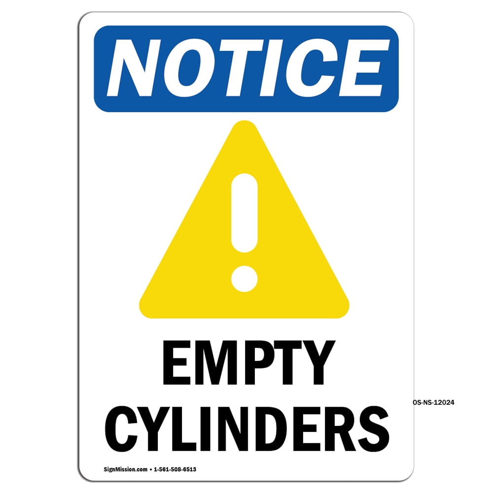 OSHA Notice Signs - Empty Cylinders Sign With Symbol | Decal | Protect ...