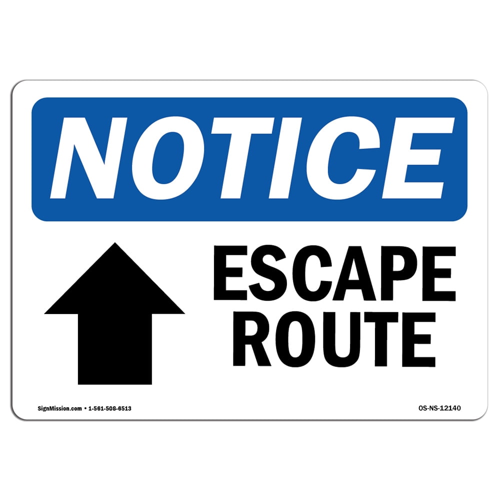 OSHA Notice Signs - Escape Route [Up Arrow] Sign With Symbol ...