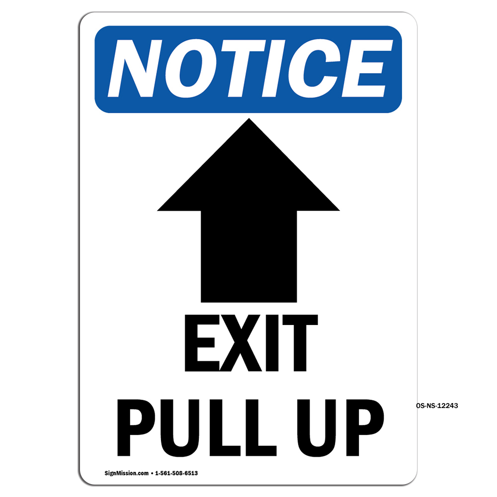 OSHA Notice Signs - Exit Pull Up Sign With Symbol | Decal | Protect ...