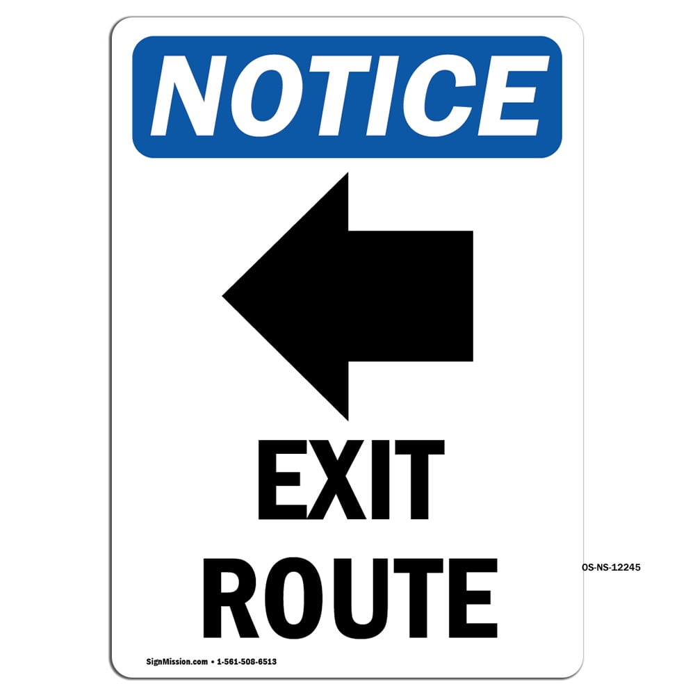 OSHA Notice Signs - Exit Route Sign With Symbol | Decal | Protect Your ...