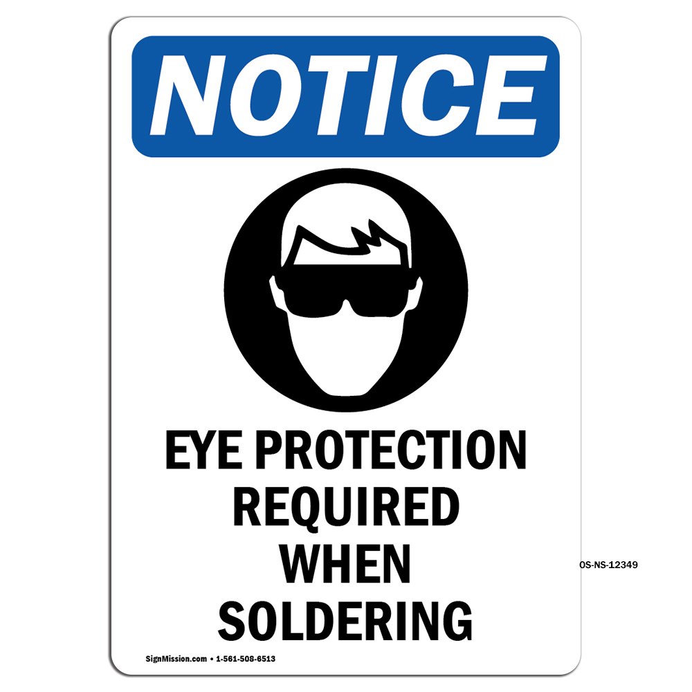 OSHA Notice Signs - Eye Protection Required Sign With Symbol | Decal ...