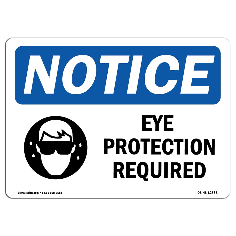 OSHA Notice Signs - Eye Protection Required Sign With Symbol | Decal ...