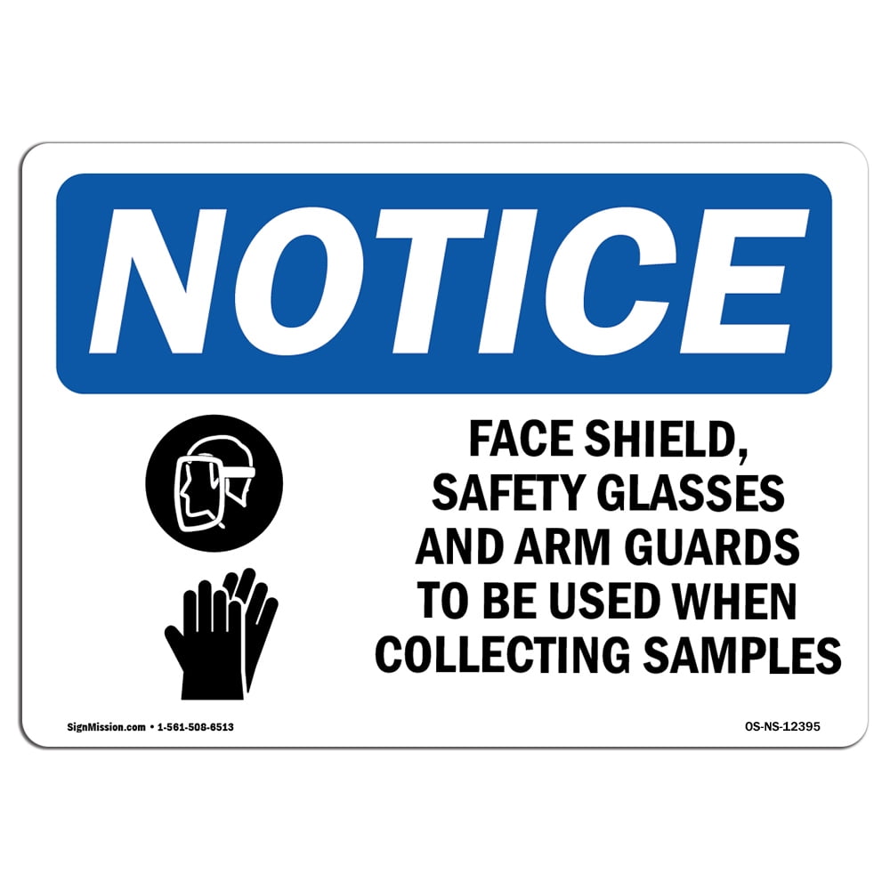 OSHA Notice Signs - Face Shields Safety Glasses Sign With Symbol ...