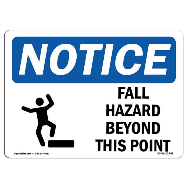 OSHA Notice Signs - Fall Hazards Beyond This Point Sign With Symbol ...