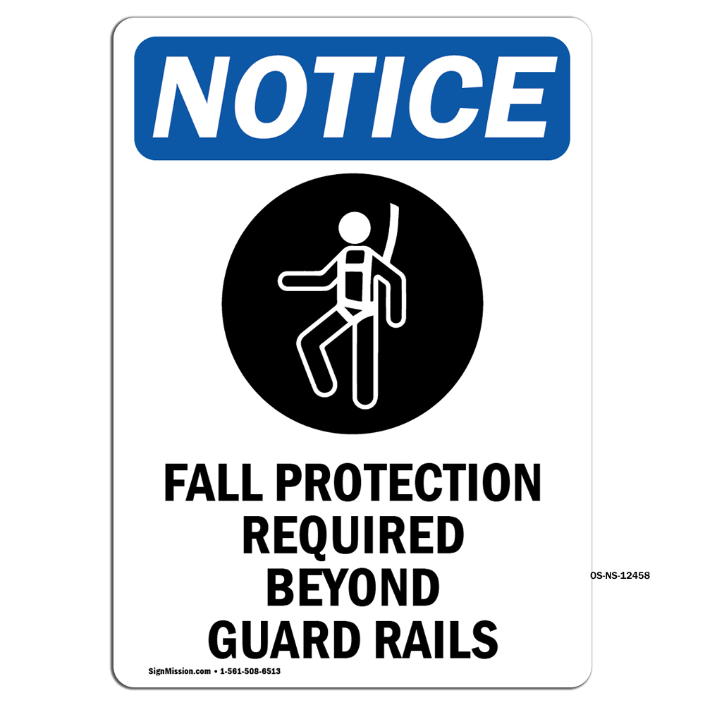 OSHA Notice Signs - Fall Protection Required Sign With Symbol | Decal ...
