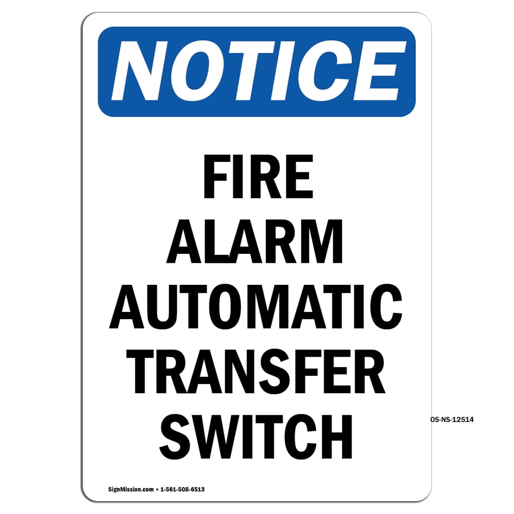 OSHA Notice Signs - Fire Alarm Automatic Transfer Switch | Decal ...