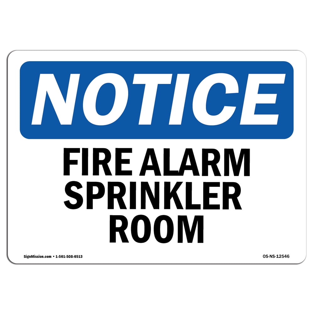 OSHA Notice Signs - Fire Alarm Sprinkler Room Sign | Extremely Durable ...
