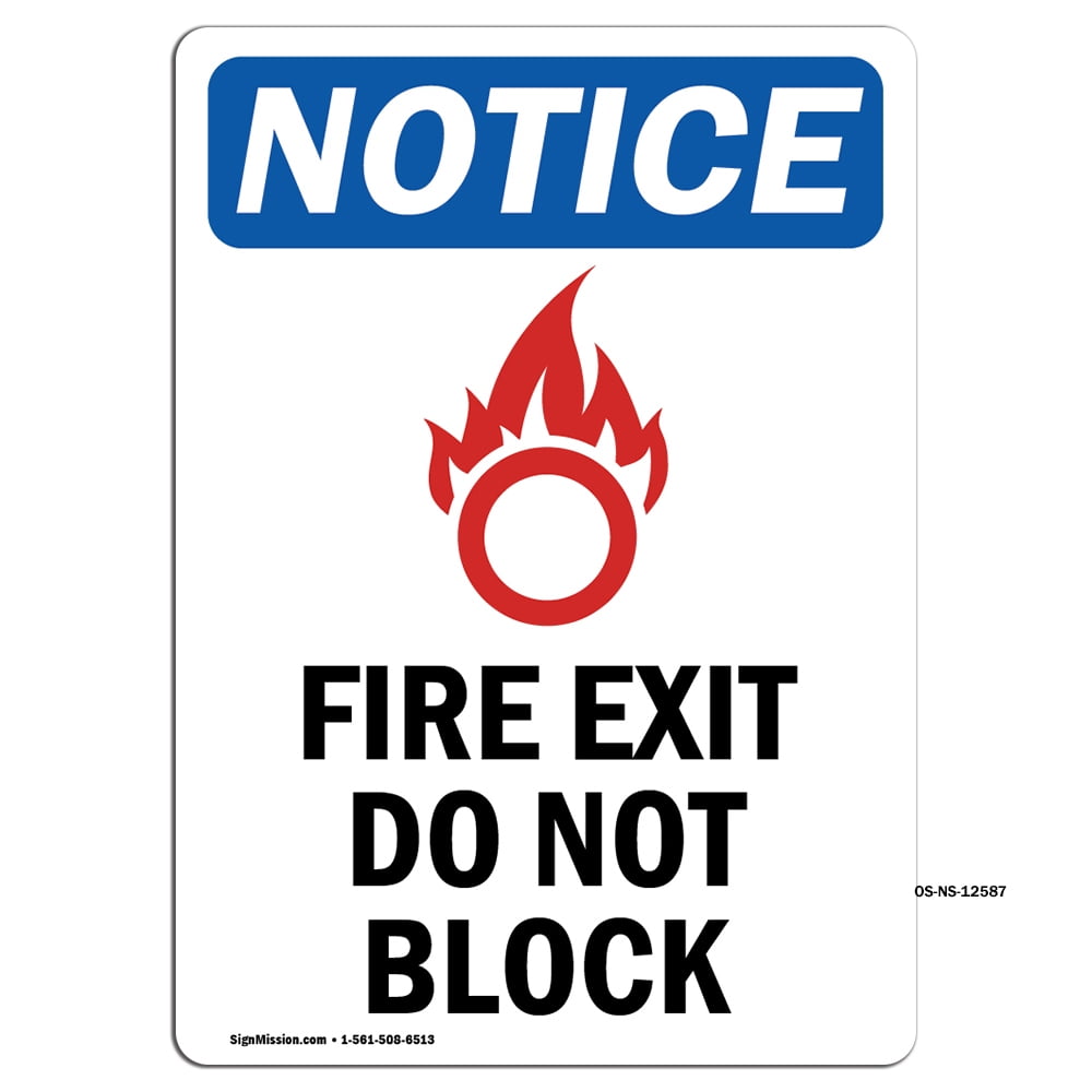 OSHA Notice Signs - Fire Exit Do Not Block Sign With Symbol | Decal ...