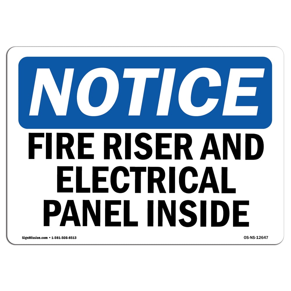 OSHA Notice Signs - Fire Riser And Electrical Panel Inside Sign ...