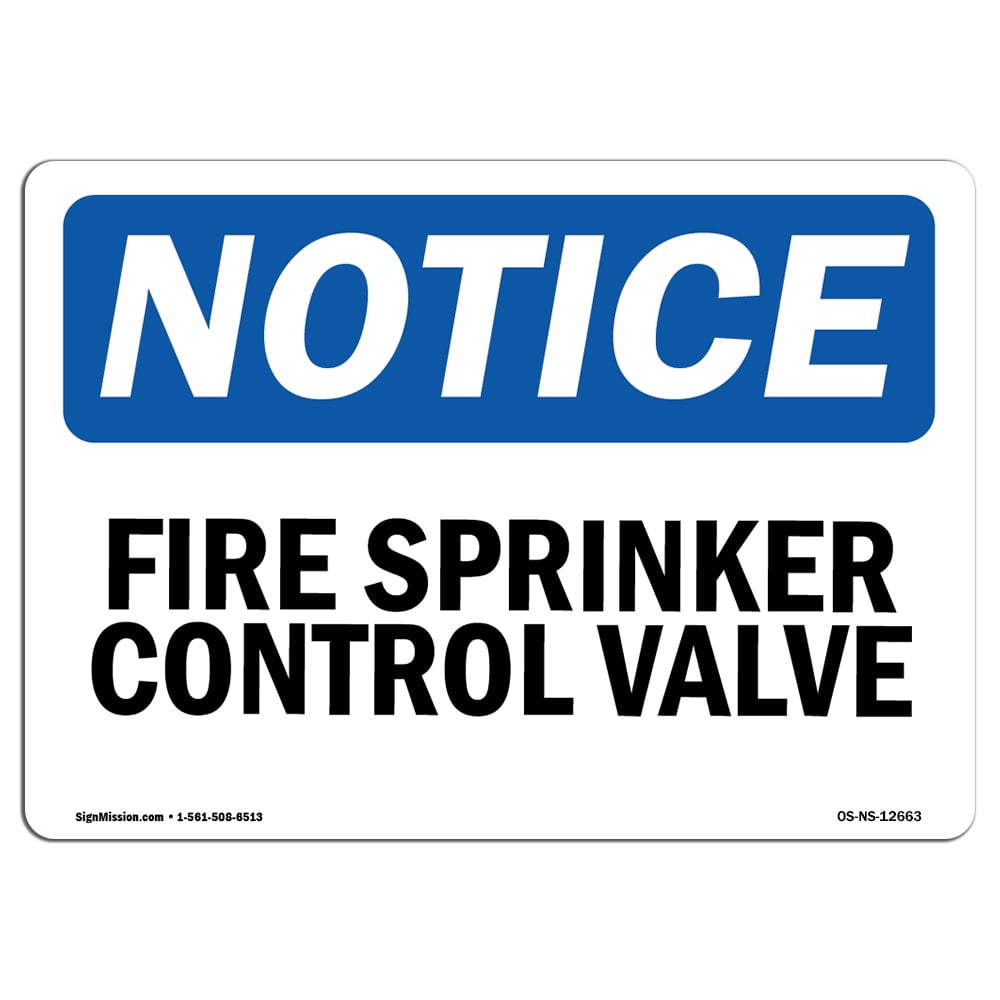 OSHA Notice Signs - Fire Sprinkler Control Valve Sign | Extremely ...