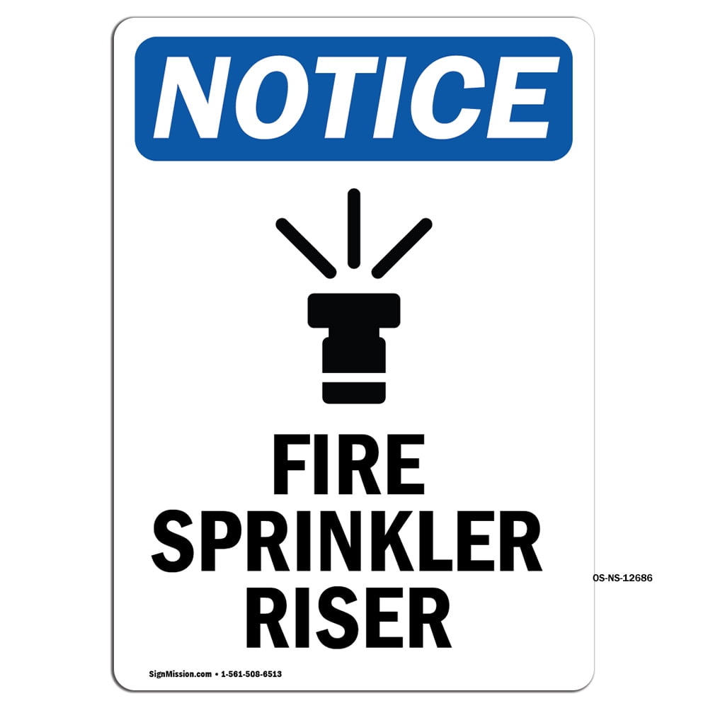 OSHA Notice Signs - Fire Sprinkler Riser Sign With Symbol | Decal ...