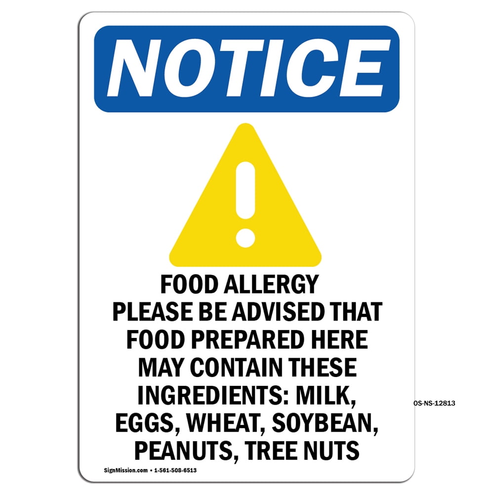 OSHA Notice Signs - Food Allergy Notice Sign With Symbol | Decal ...