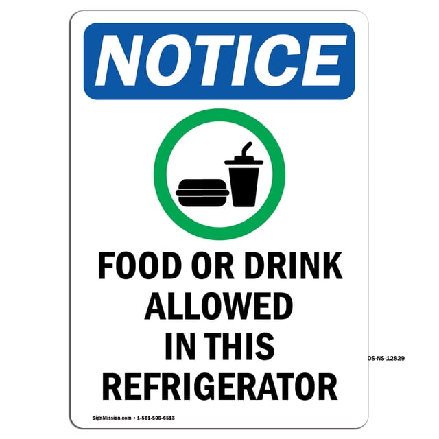 OSHA Notice Signs - Food Or Drink Allowed Sign With Symbol | Decal ...