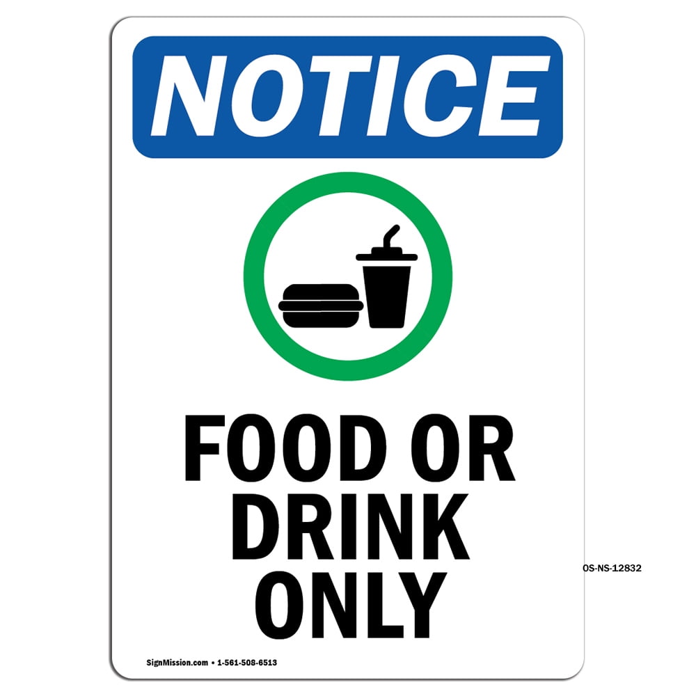 OSHA Notice Signs - Food Or Drink Only Sign With Symbol | Decal ...