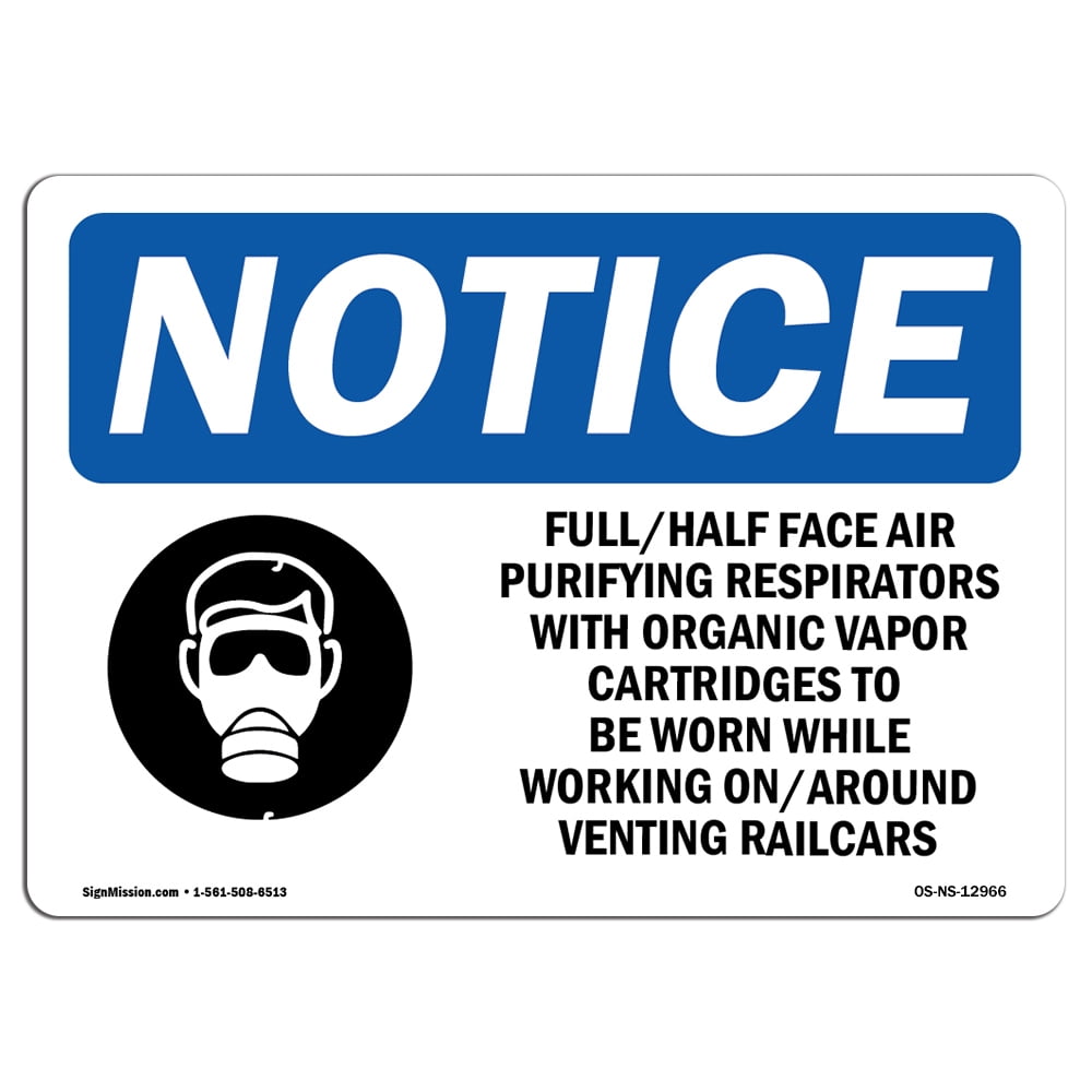 OSHA Notice Signs - FullHalf Face Air Purifying Sign With Symbol ...