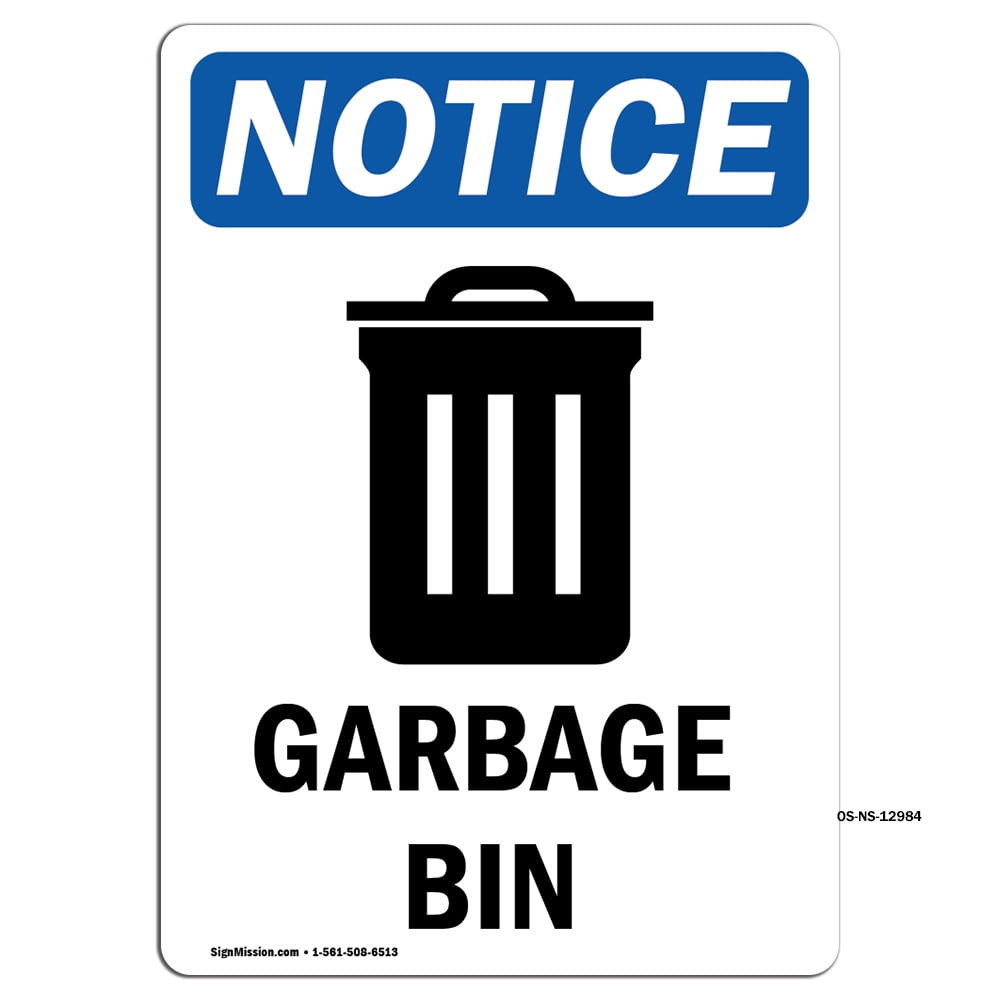 OSHA Notice Signs - Garbage Can Sign With Symbol | Decal | Protect Your ...