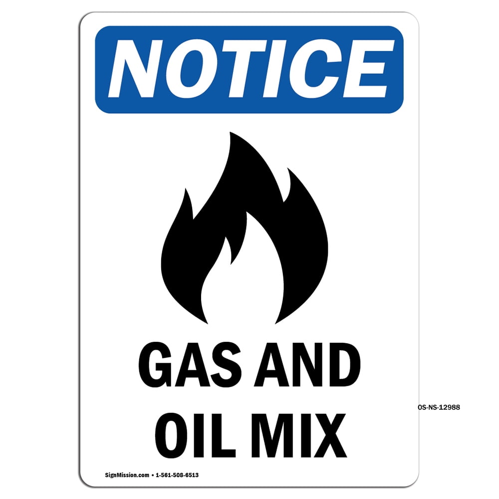 OSHA Notice Signs - Gas And Oil Mix Sign With Symbol | Decal | Protect ...