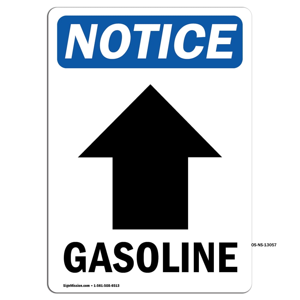 OSHA Notice Signs - Gasoline [Up Arrow] Sign With Symbol | Decal ...