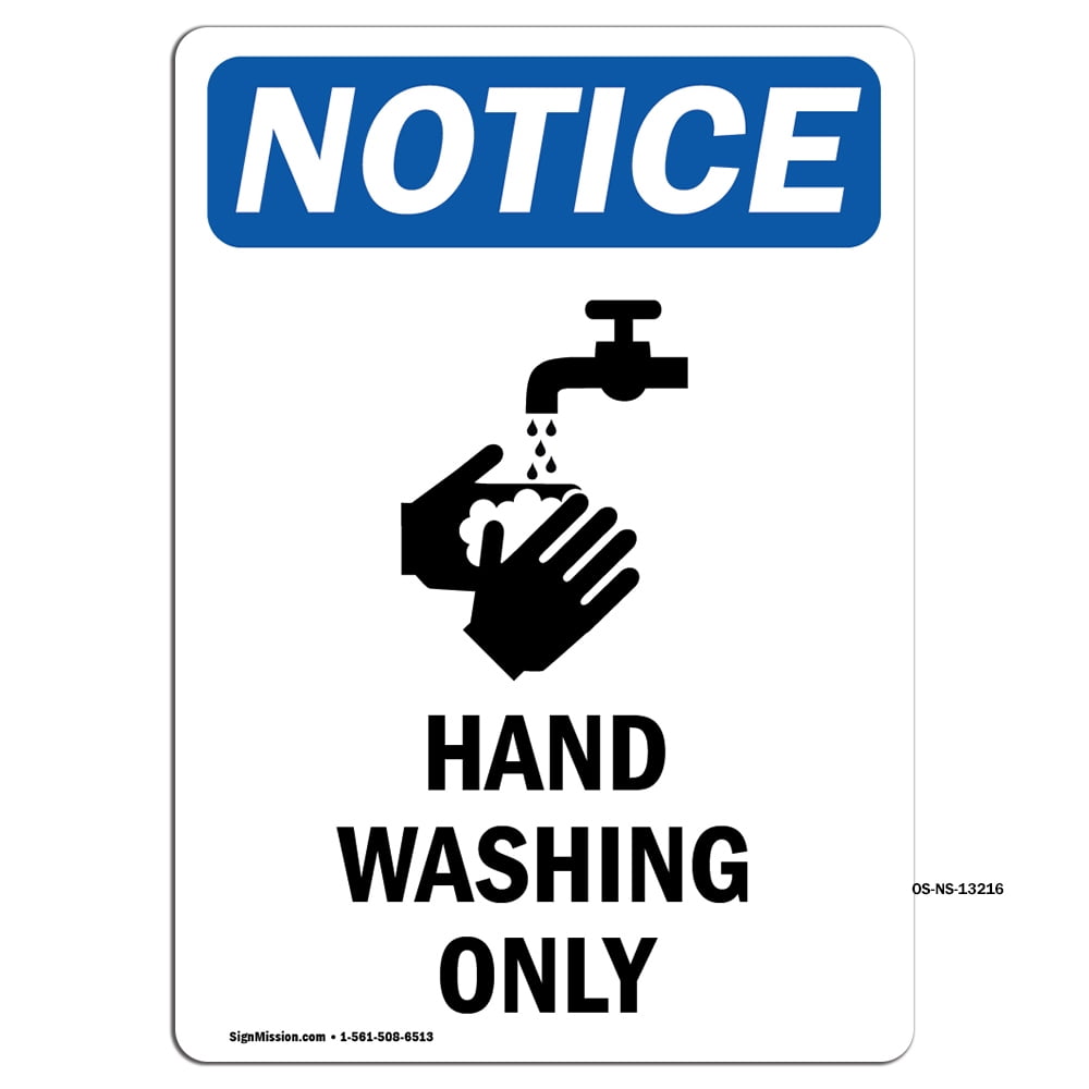 OSHA Notice Signs - Hand Washing Only Sign With Symbol | Decal ...