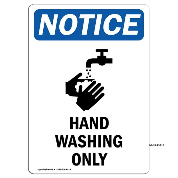 OSHA Notice Signs - Hand Washing Only Sign With Symbol | Decal ...