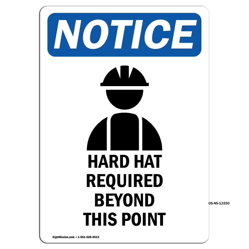 OSHA Notice Signs - Hard Hat Required Sign With Symbol | Decal ...