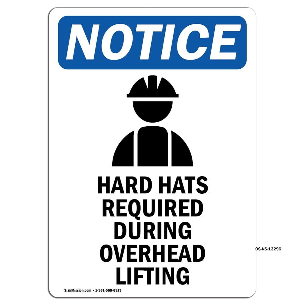 OSHA Notice Signs - Hard Hats Required Sign With Symbol | Decal ...