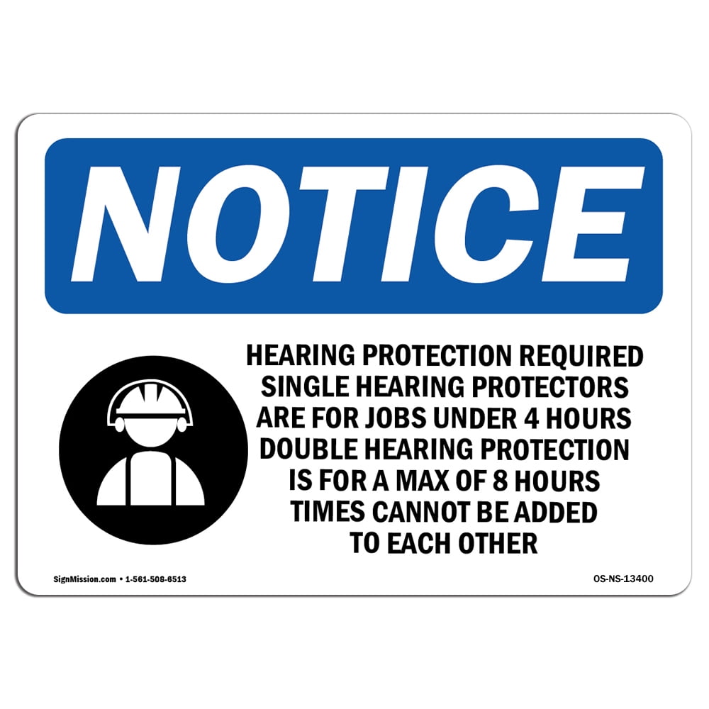 OSHA Notice Signs - Hearing Protection Required Sign With Symbol ...