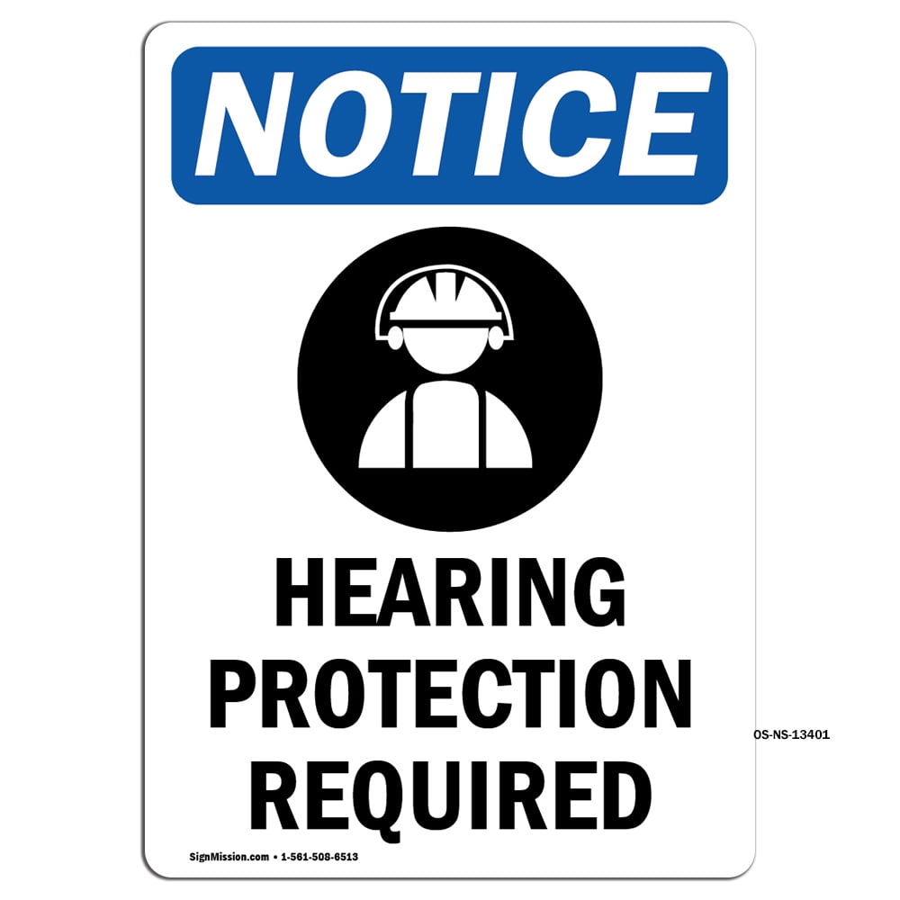 OSHA Notice Signs - Hearing Protection Required Sign With Symbol ...