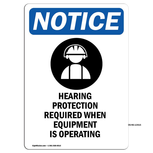 OSHA Notice Signs - Hearing Protection Sign With Symbol | Decal ...