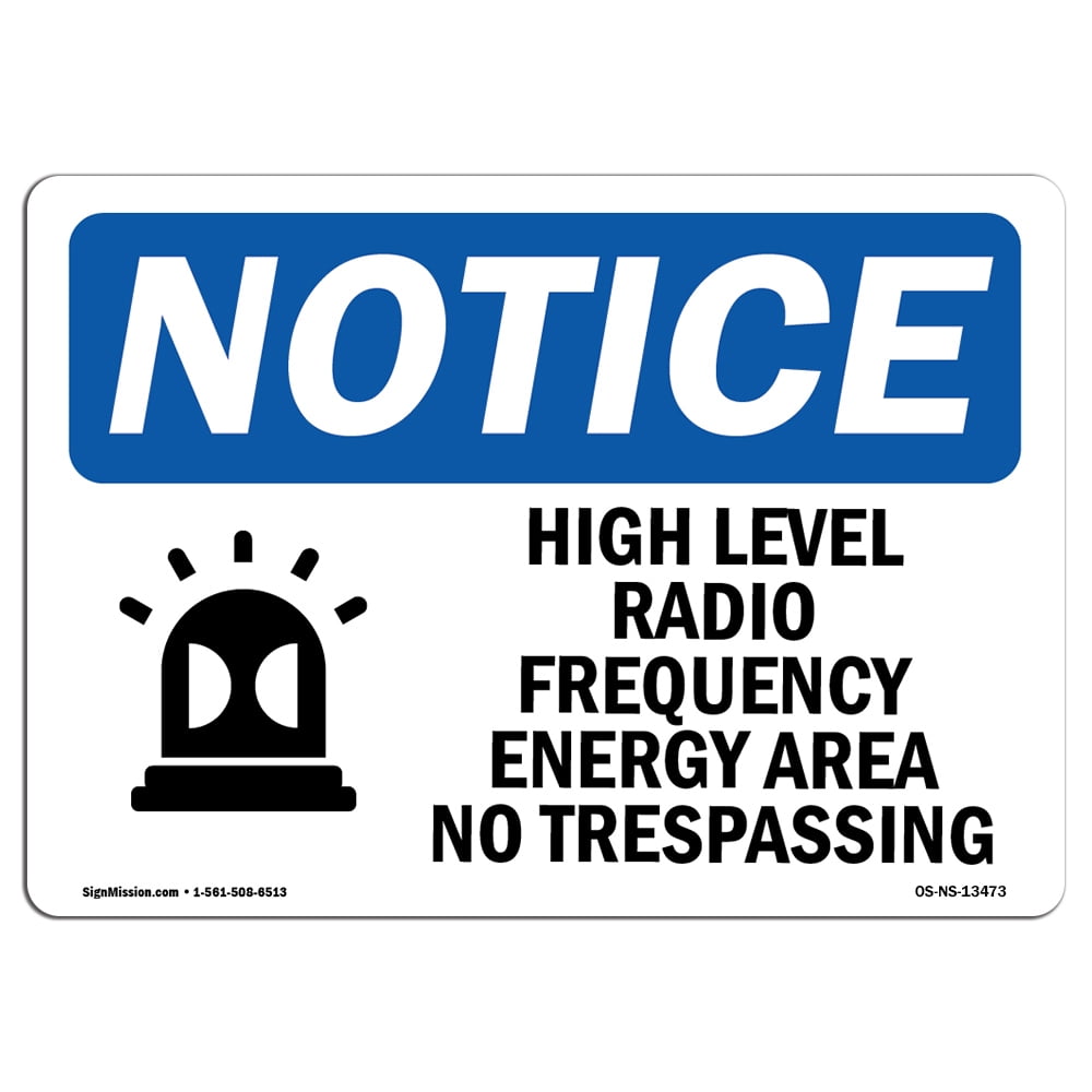OSHA Notice Signs - High Level Radio Frequency Energy Sign With Symbol ...