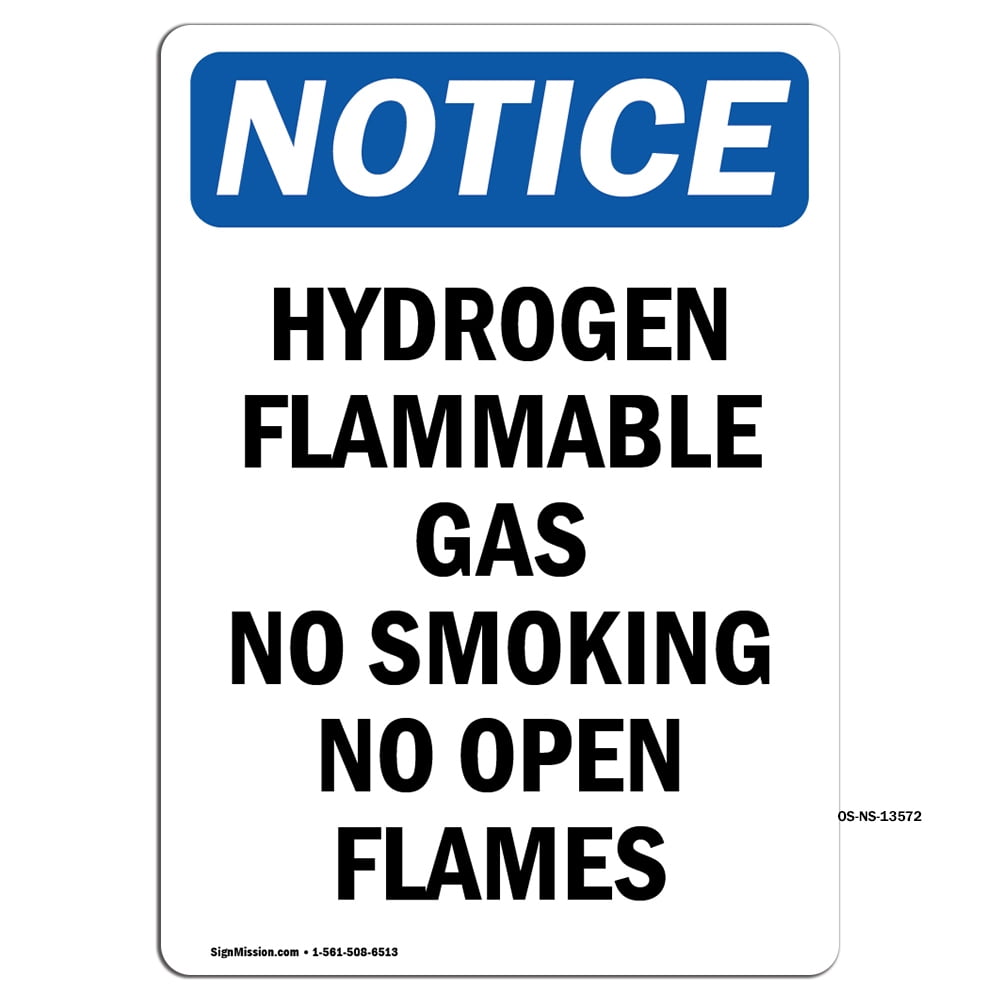 OSHA Notice Signs - Hydrogen Flammable Gas No Smoking | Decal | Protect ...