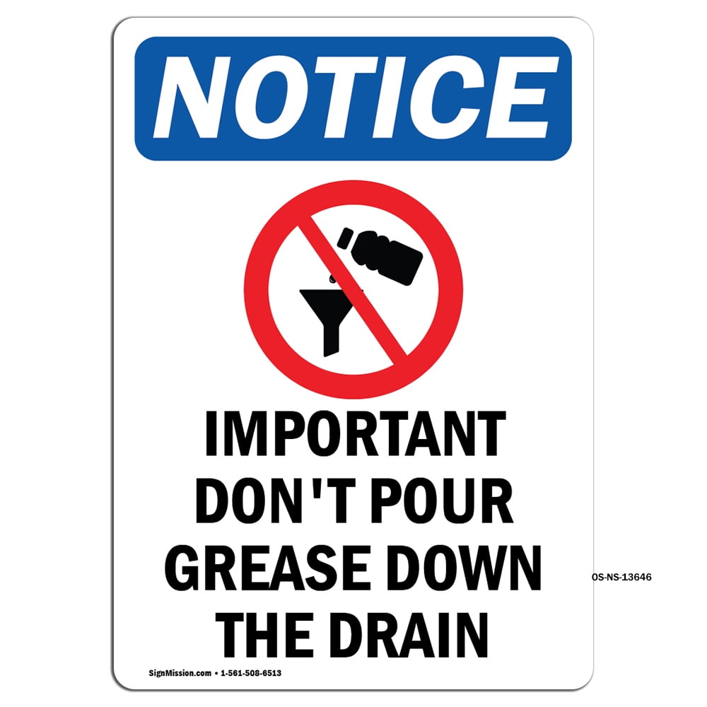 OSHA Notice Signs - Important Don't Pour Sign With Symbol | Decal ...