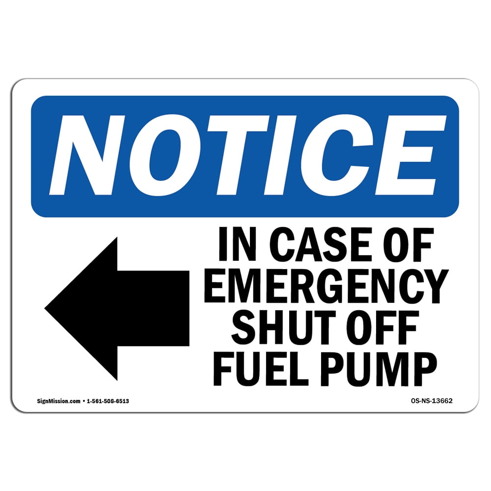 OSHA Notice Signs - In Case Of Emergency Shut Off Sign With Symbol ...
