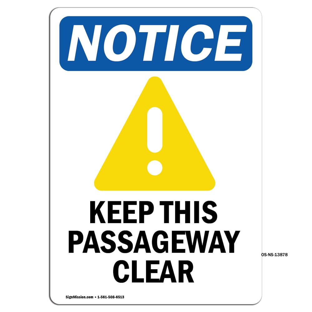 OSHA Notice Signs - Keep This Passageway Clear Sign With Symbol | Decal ...