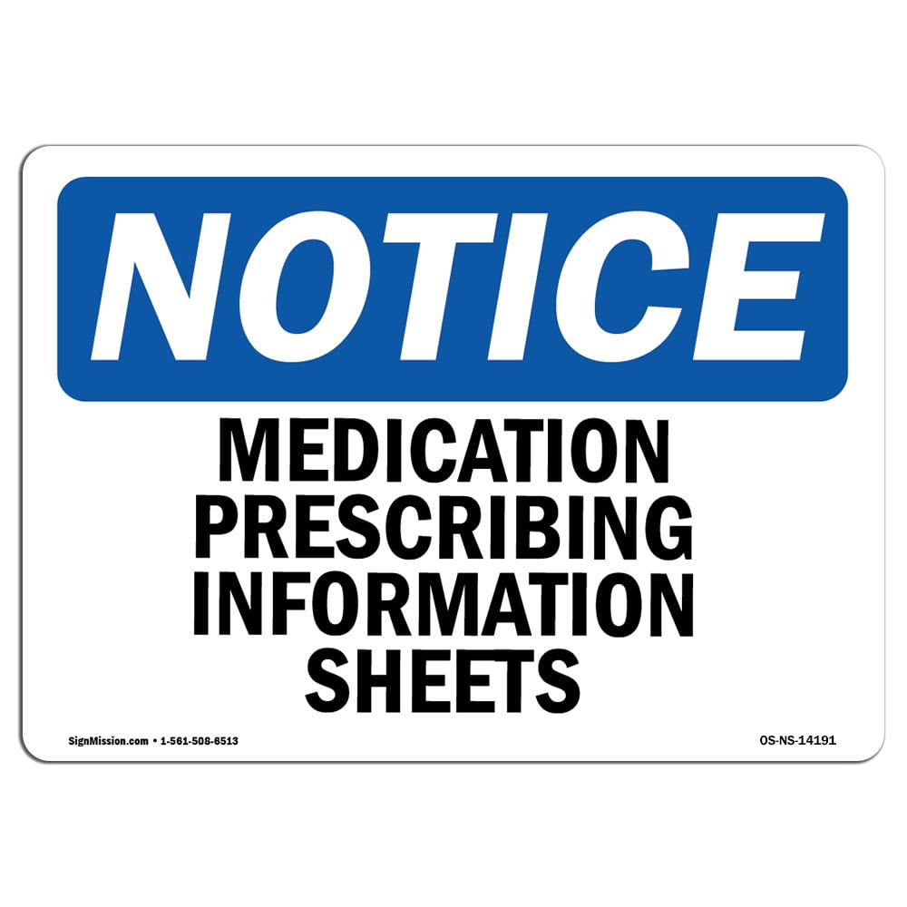 OSHA Notice Signs - Medication Prescribing Information Sheets Sign ...