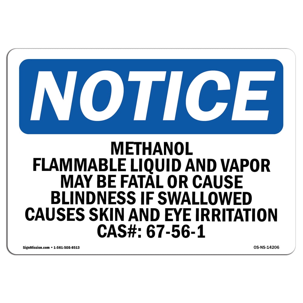 OSHA Notice Signs - Methanol Flammable Liquid And Vapor May | Decal ...