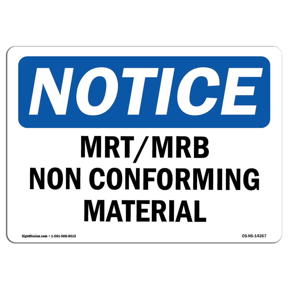 OSHA Notice Signs - Mrt Mrb Nonconforming Material | Decal | Protect ...