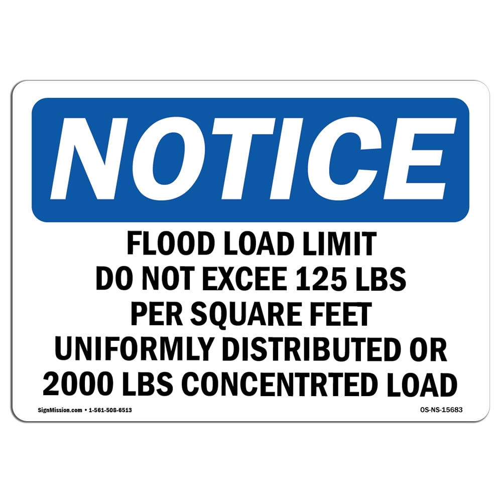 OSHA Notice Signs - NOTICE Floor Load Limit Do Not Exceed 125 | Decal ...