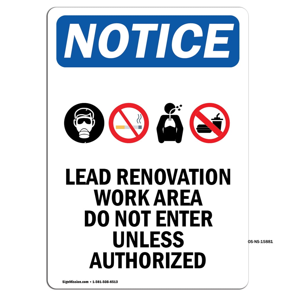OSHA Notice Signs - NOTICE Lead Renovation Sign With Symbol | Decal ...