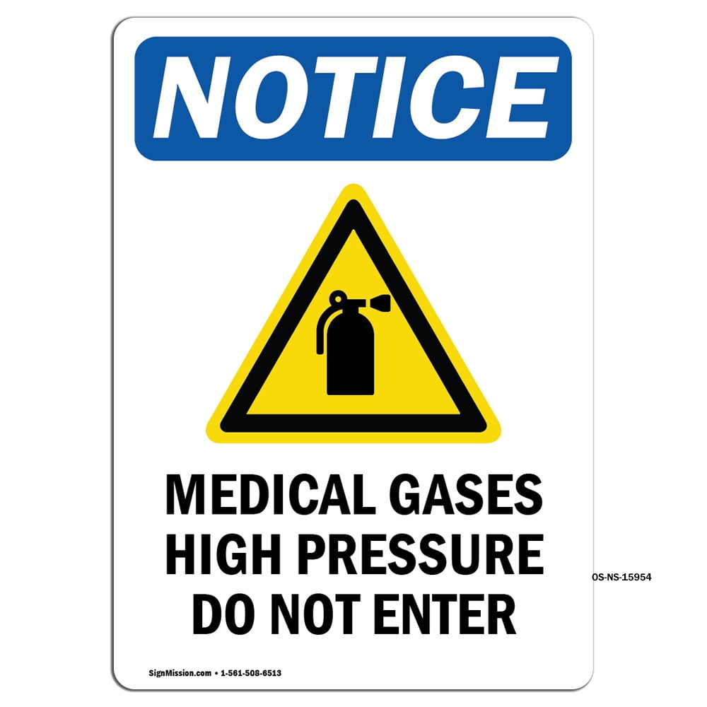 OSHA Notice Signs - NOTICE Medical Gases Sign With Symbol | Decal ...