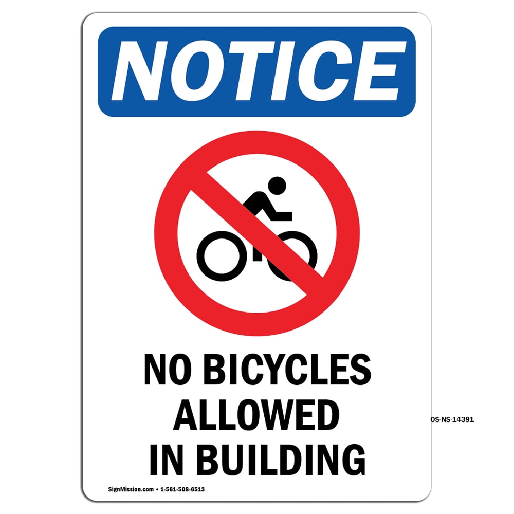 OSHA Notice Signs - No Bicycles Allowed Sign With Symbol | Decal ...